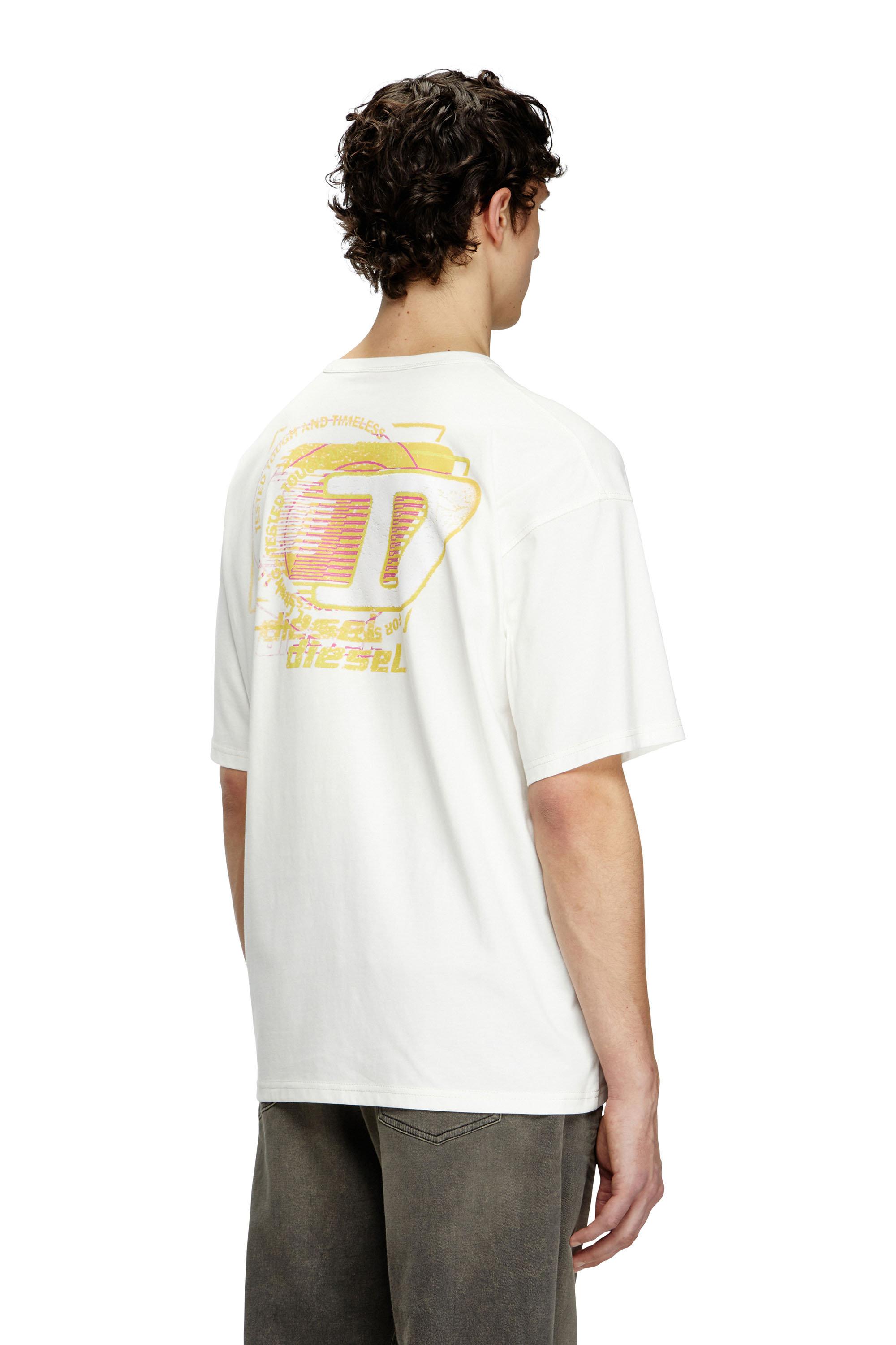 Men's T-shirt with flocked logo graphics | White | Diesel
